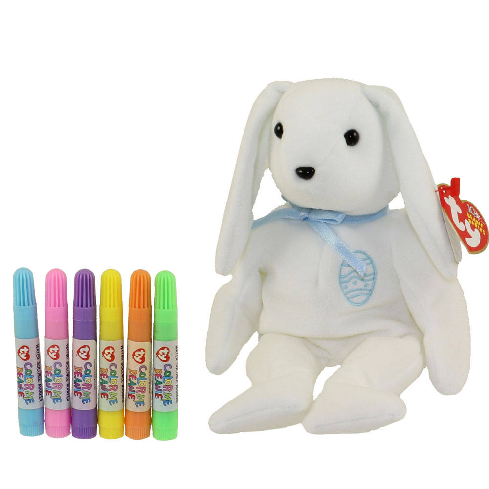 TY Beanie Baby - COLOR ME BUNNY w/ markers (Blue Ribbon & Egg) (7.5 ...