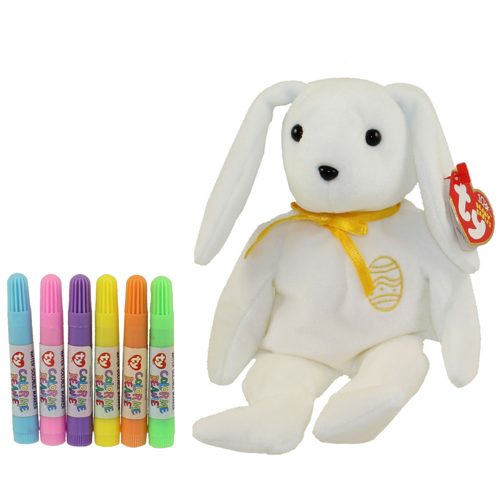 TY Beanie Baby - COLOR ME BUNNY w/ markers (Gold Ribbon & Egg) (7.5 ...