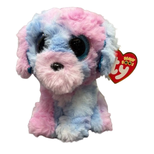 TY Beanie Baby (Boos) - FLORA the Pink Multi Dog (Regular Size - 6 inch ...