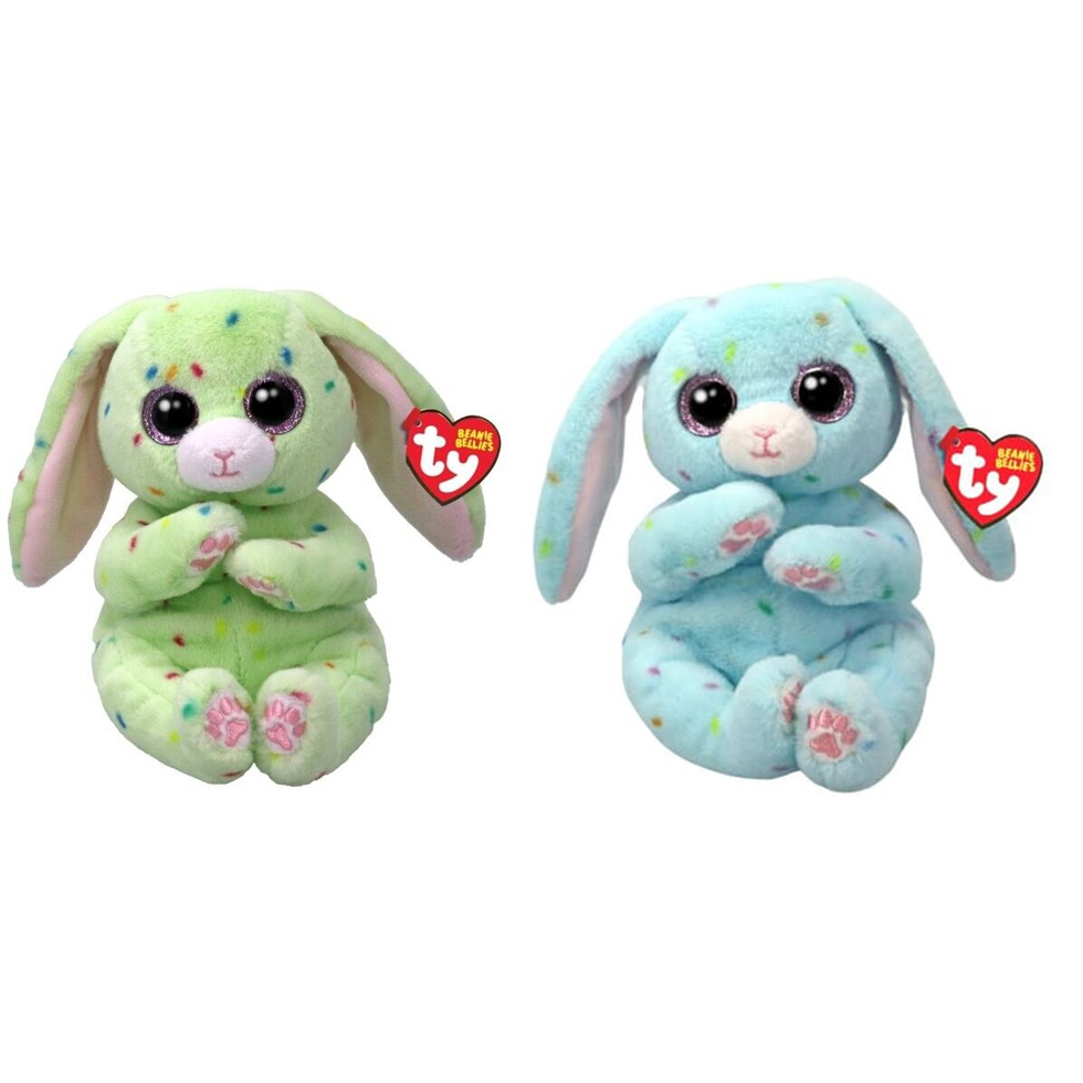 TY Beanie Baby (Beanie Bellies) - SET OF 2 EASTER 2025 RABBITS (Fern ...