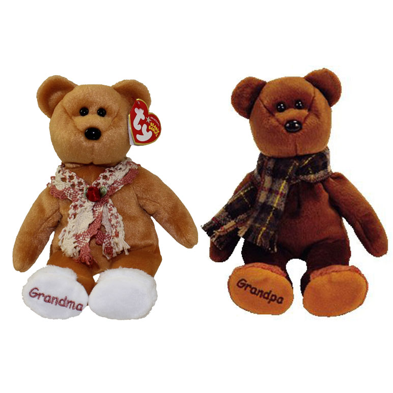 TY Beanie Babies - SET OF 2 GRANDPARENT BEARS (Grams & Gramps)(9 inch ...