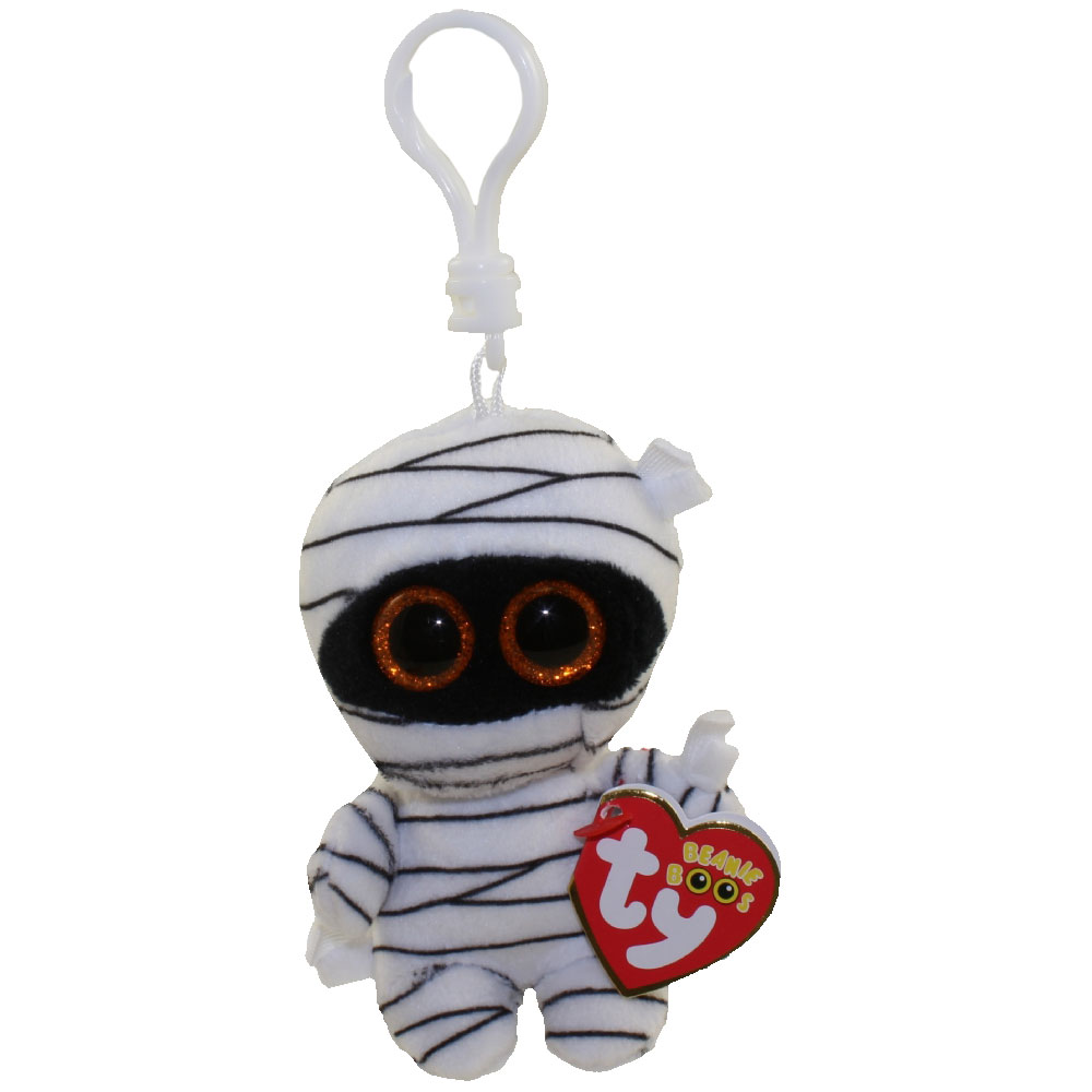 TY Halloweenie Beanie Baby - MUMMY the White Mummy (key clip - 3 inch ...
