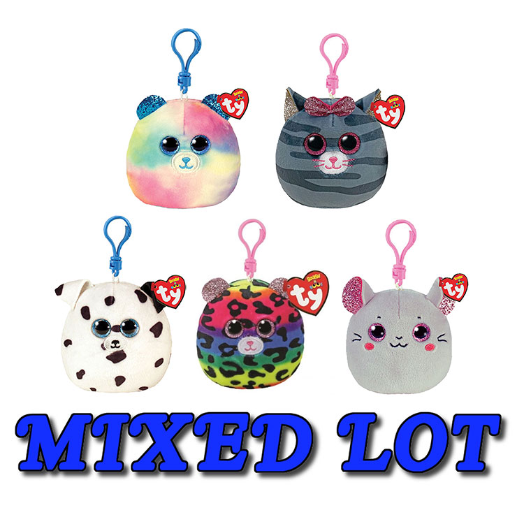 TY Mini Beanie Squishies (Squish-A-Boos) Key Clip Plush - Bulk Mixed ...