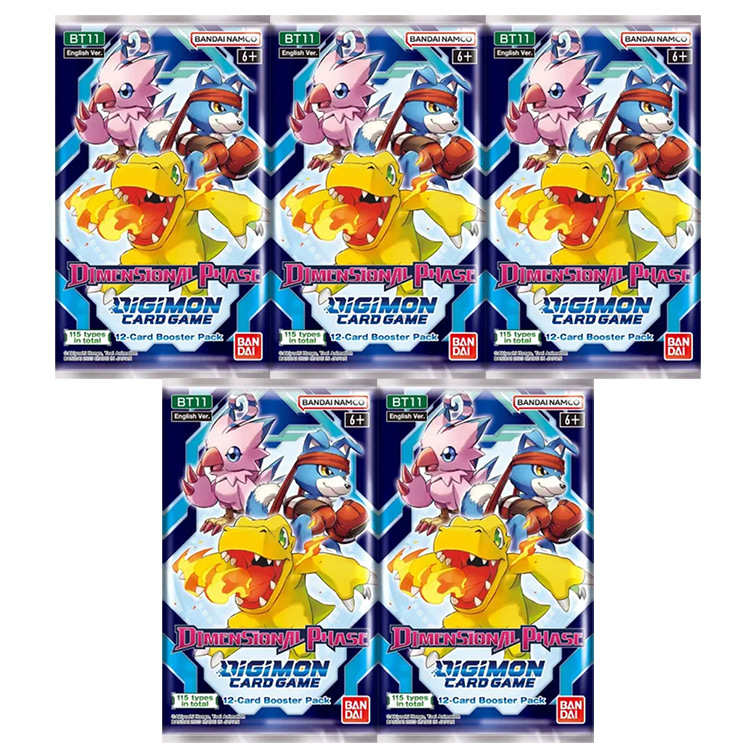 Digimon English Trading Card Game - Dimensional Phase BT11 - BOOSTER PACKS (5 Pack Lot ...