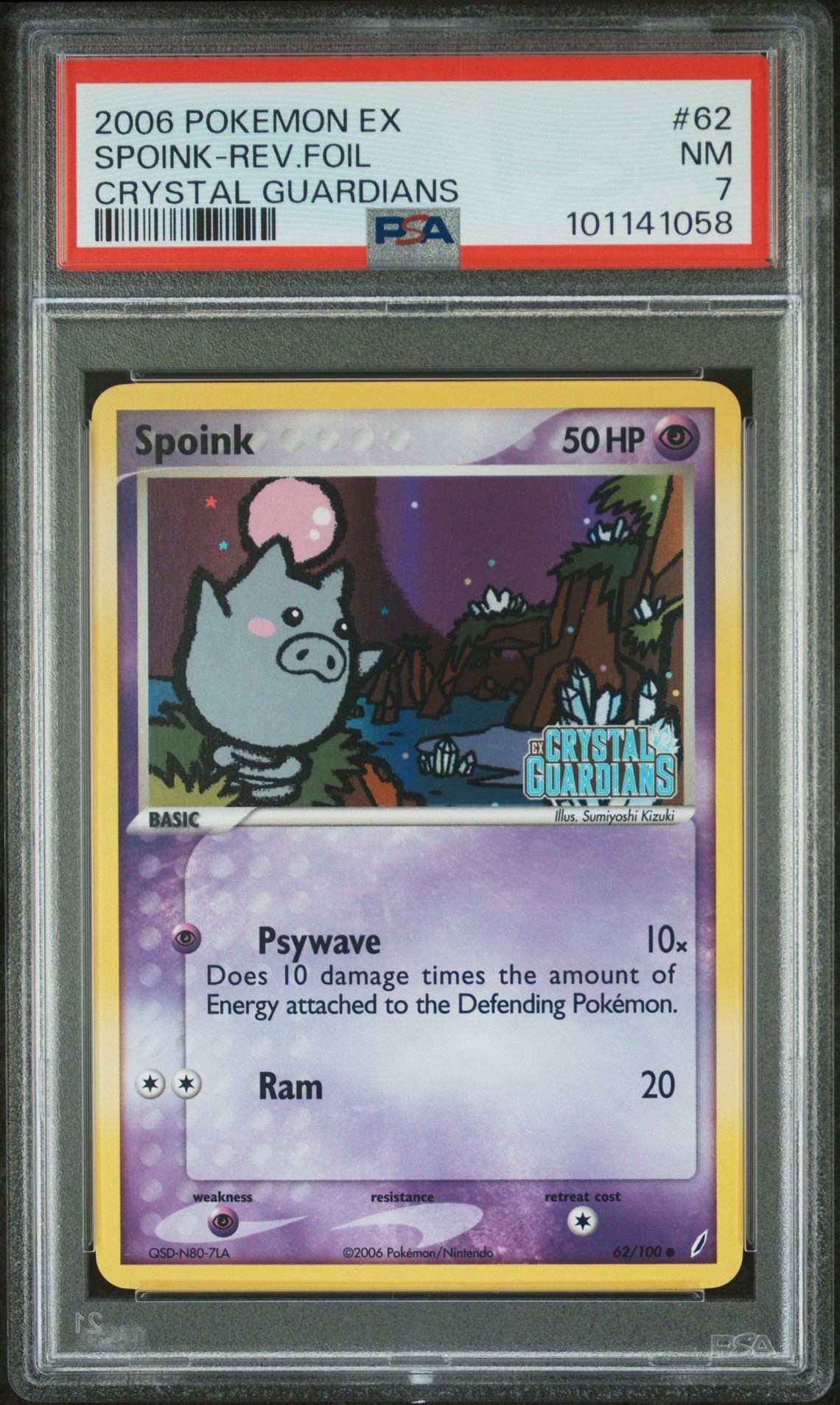 PSA 7 - Pokemon Card - Crystal Guardians 62/100 - SPOINK (reverse holo ...