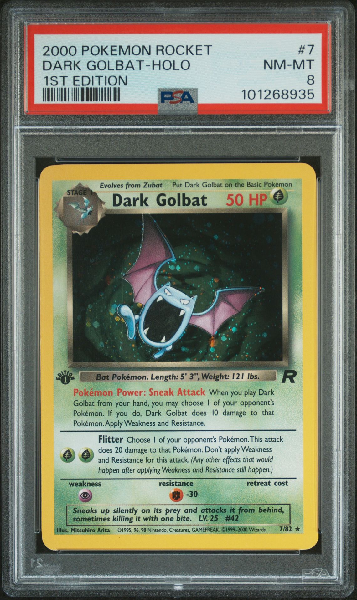 PSA 8 - Pokemon Card - Team Rocket 7/82 - DARK GOLBAT (holo-foil) *1st Edition* - NM-MT ...