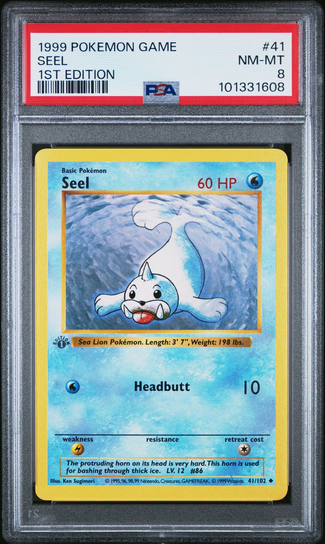 PSA 8 - Pokemon Card - Base 41/102 - SEEL (uncommon) *1st Edition* - NM ...