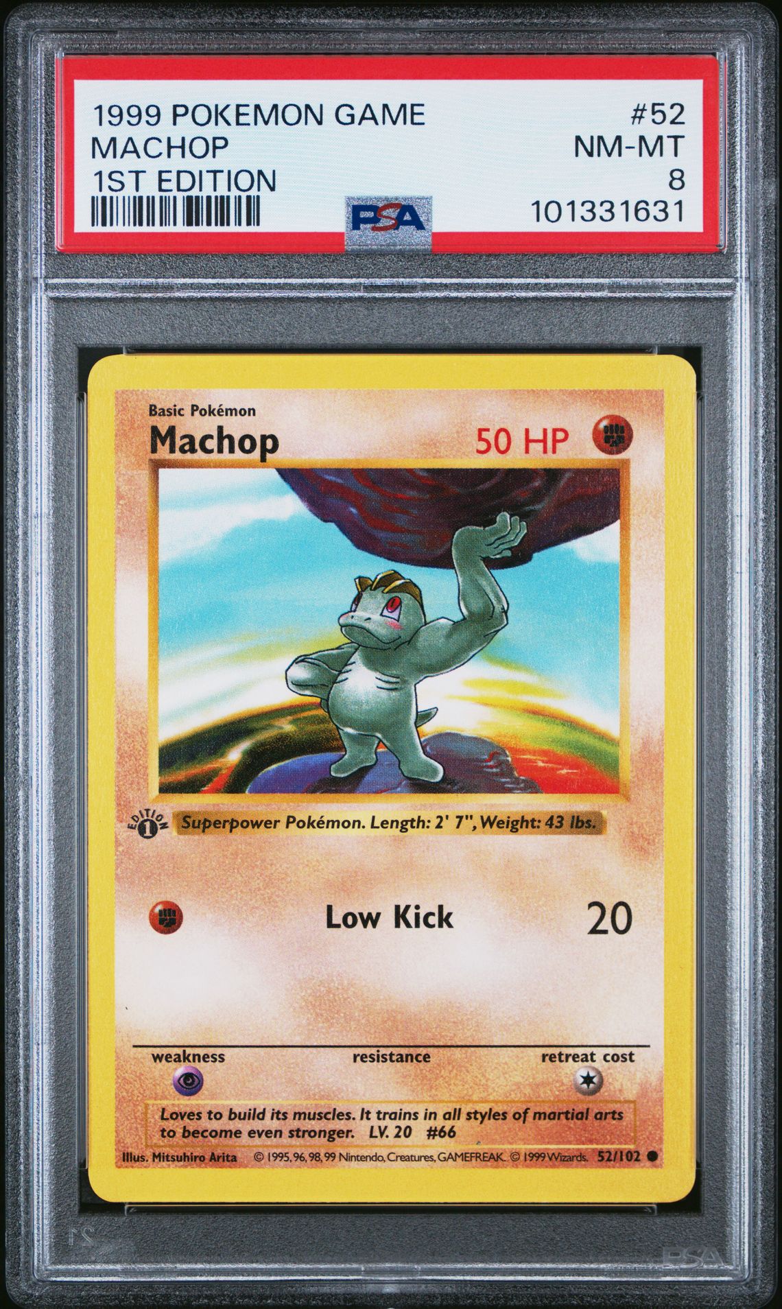 PSA 8 - Pokemon Card - Base 52/102 - MACHOP (common) *1st Edition* - NM ...