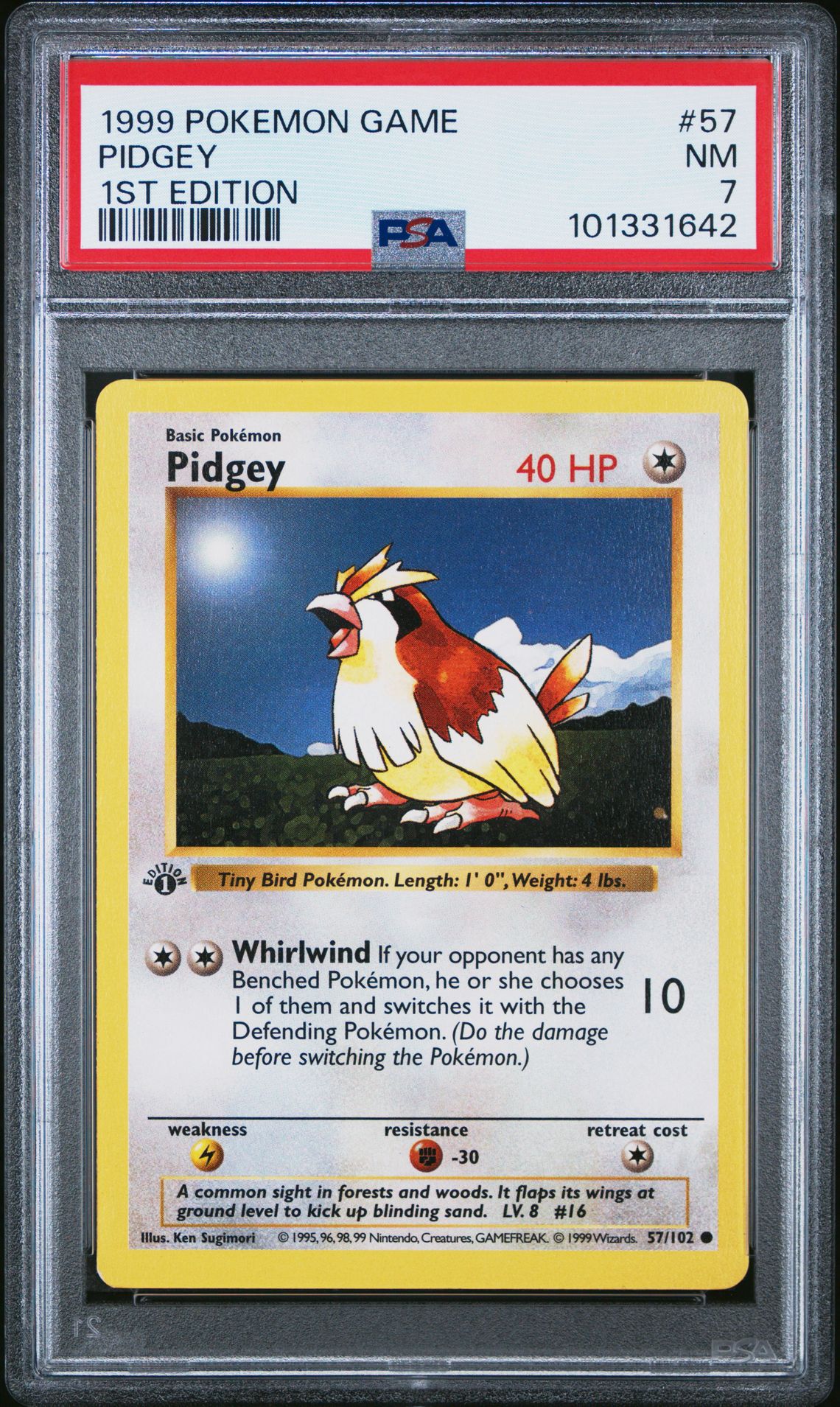 PSA 7 - Pokemon Card - Base 57/102 - PIDGEY (common) *1st Edition* - NM ...