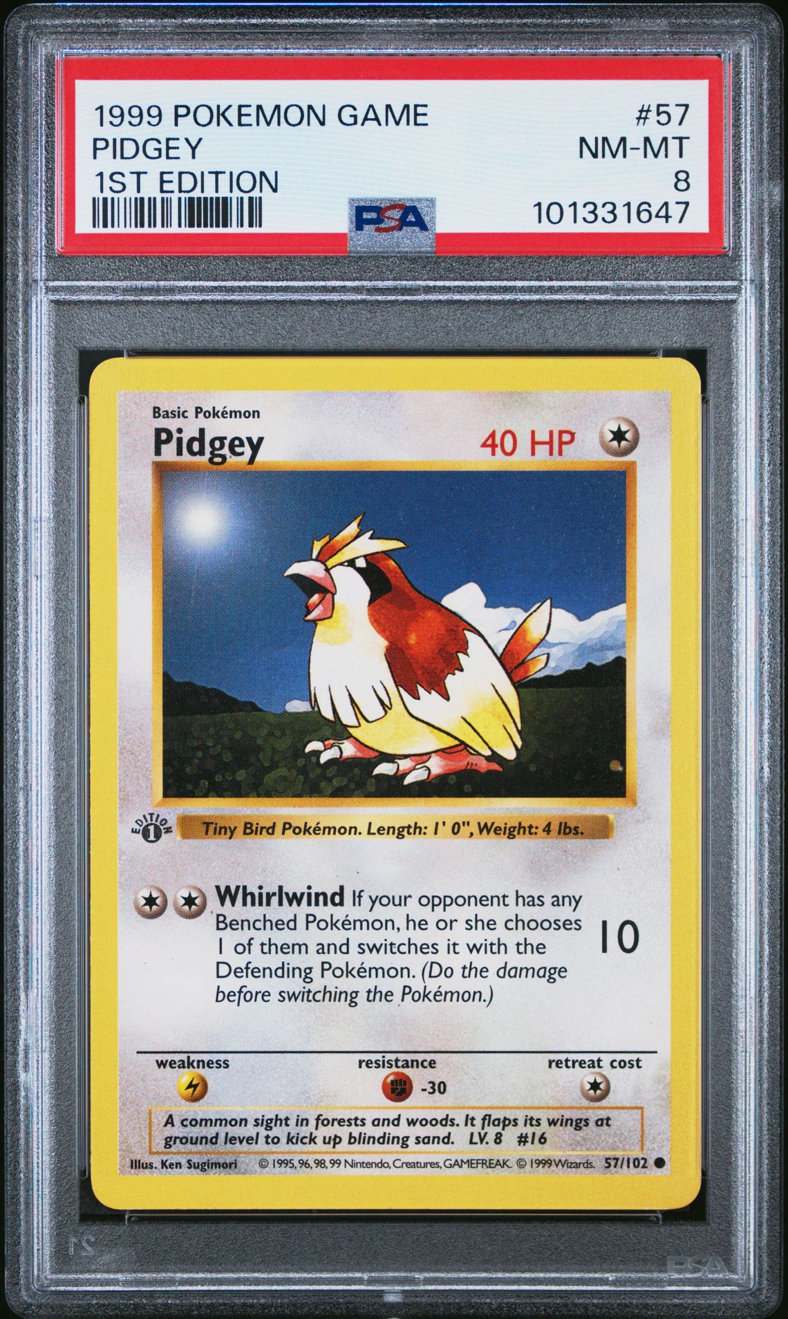PSA 8 - Pokemon Card - Base 57/102 - PIDGEY (common) *1st Edition* - NM ...