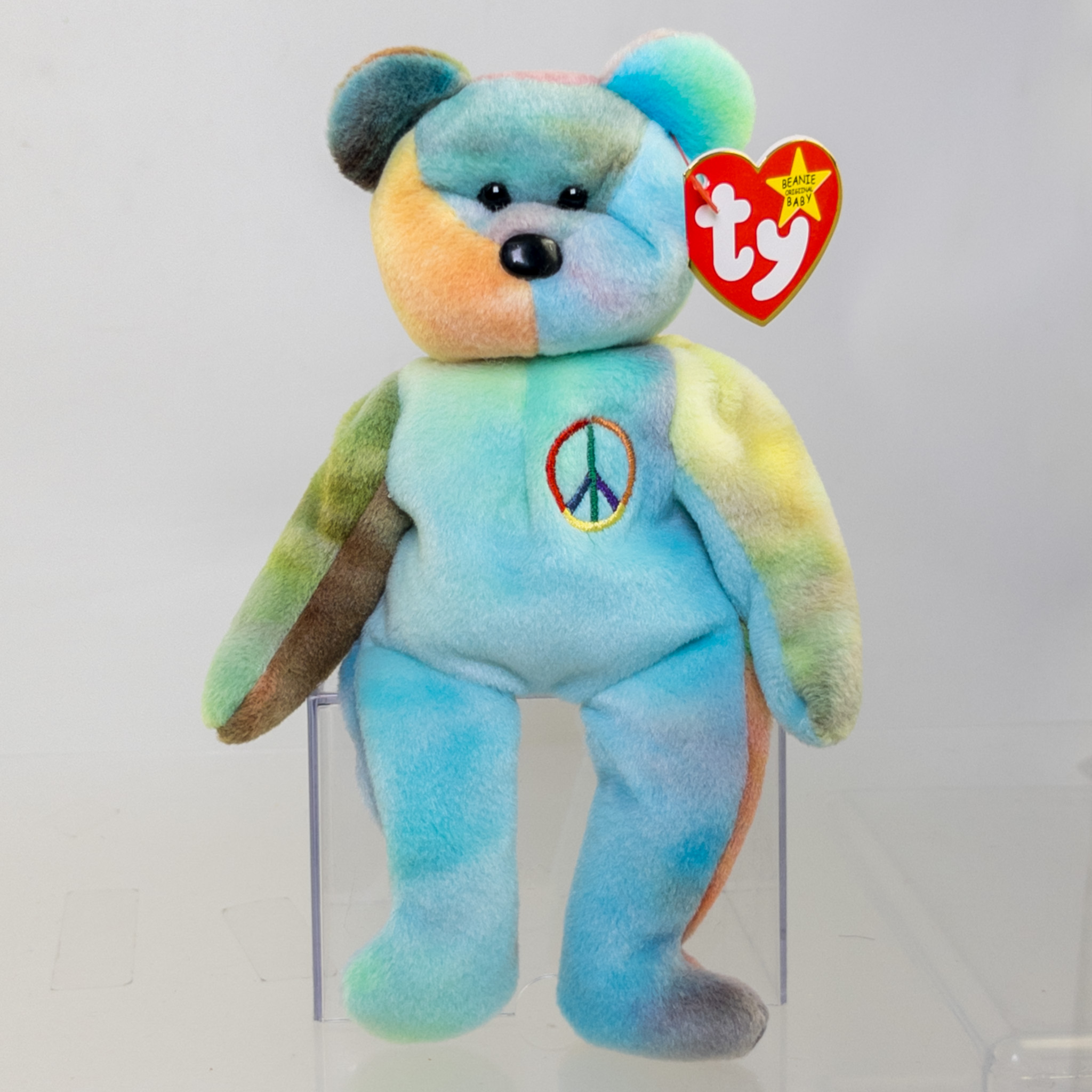 TY Beanie Baby - PEACE the Ty-Dyed Bear (Green/Blue) (8.5 inch) *MWMT ...