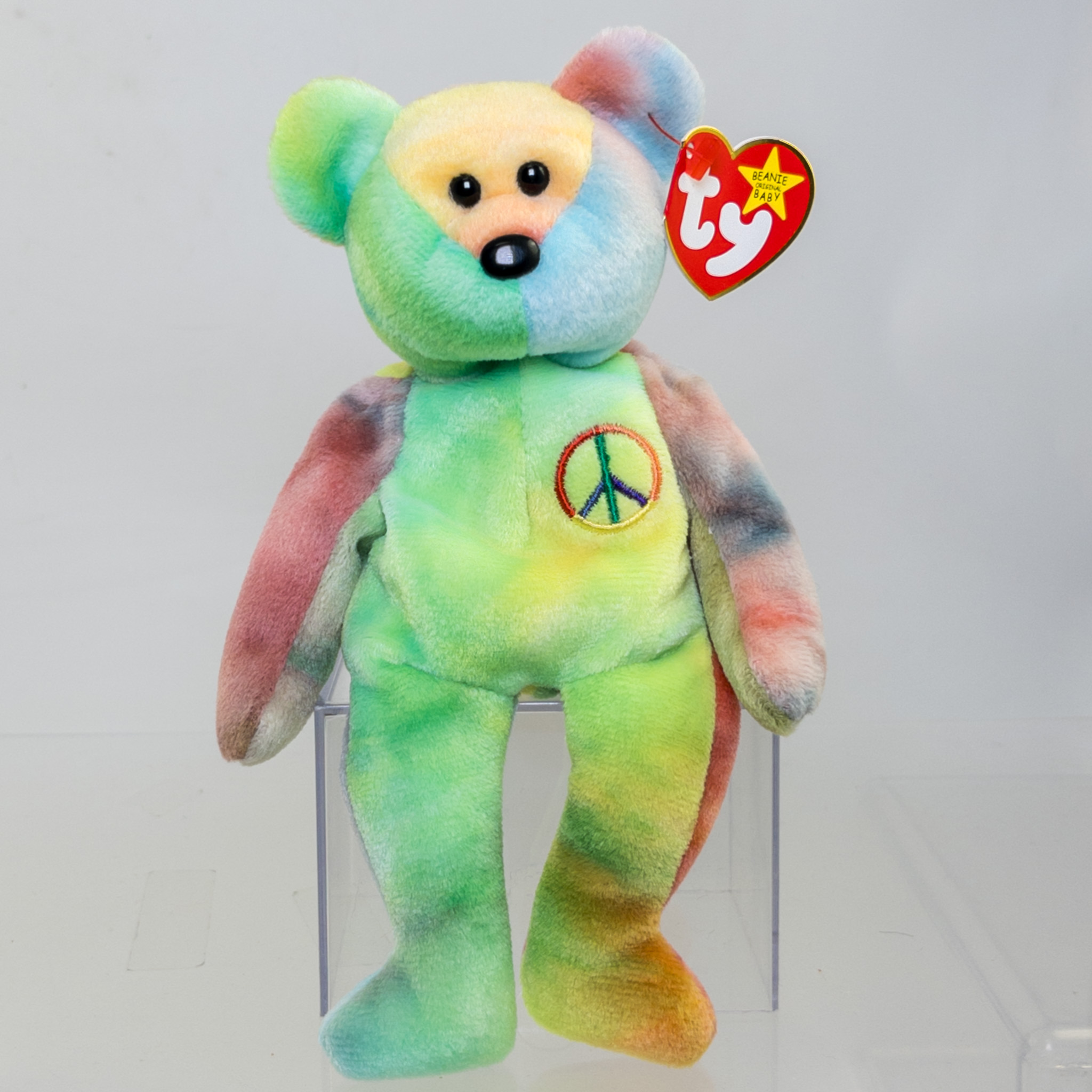 TY Beanie Baby - PEACE the Ty-Dyed Bear (Green/Yellow) (8.5 inch) *MWMT ...