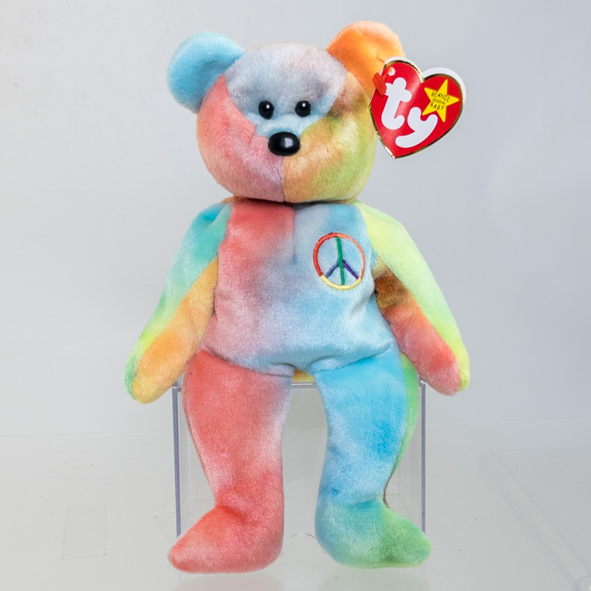 TY Beanie Baby - PEACE the Ty-Dyed Bear (Pink/Blue) (8.5 inch) *MWMT ...