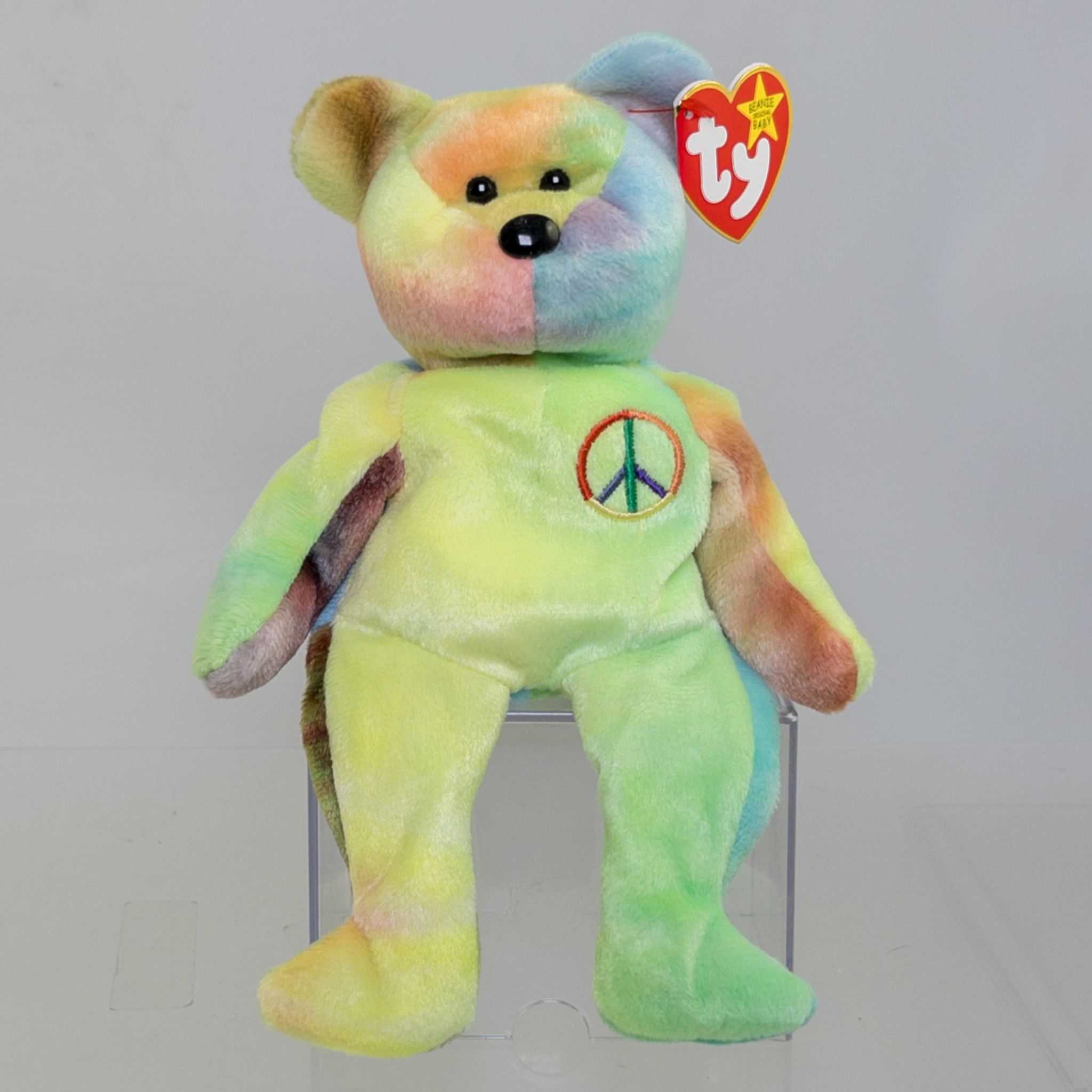 TY Beanie Baby - PEACE the Ty-Dyed Bear (Yellow/Green) (8.5 inch) *MWMT ...