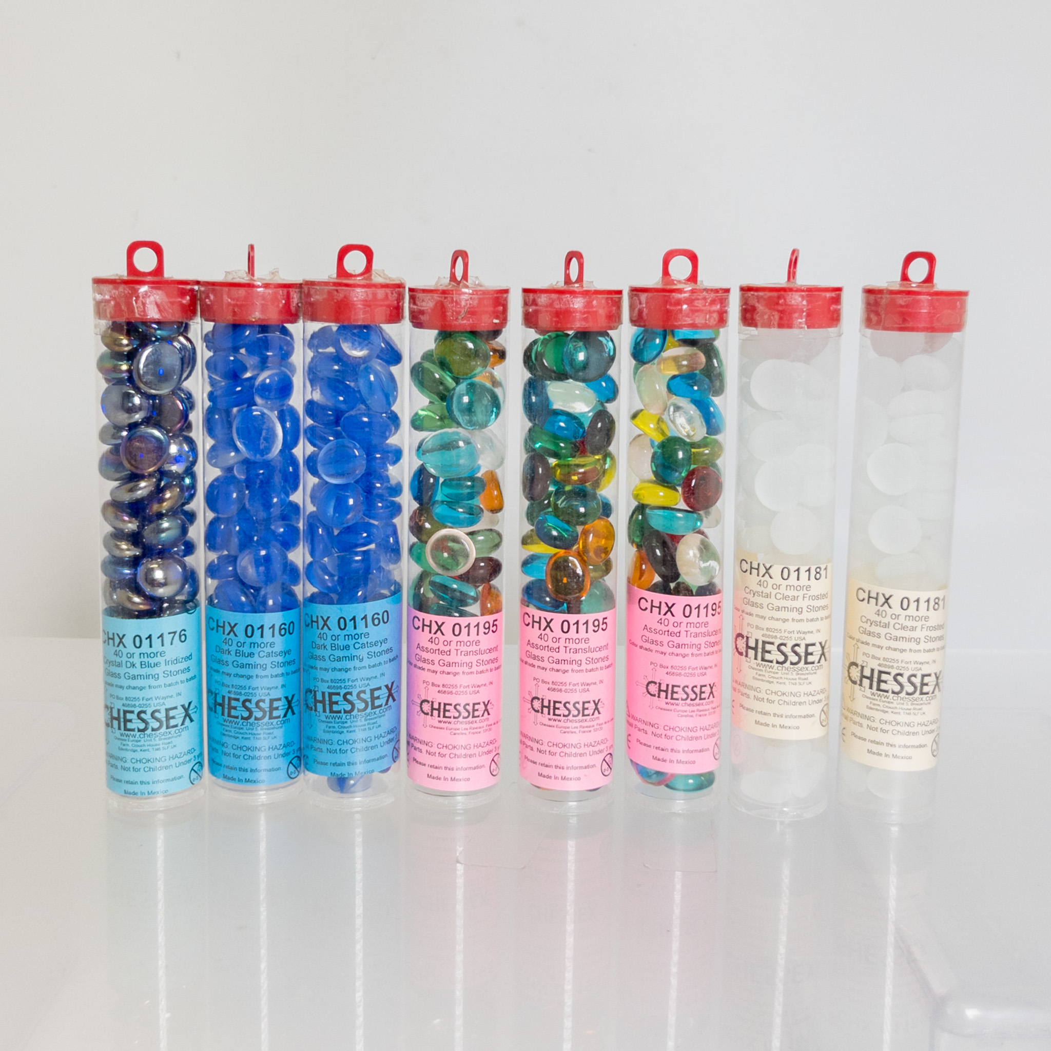Chessex - Gaming Counter Stones - Assorted Colors - Lot of 8 Tubes *NEW ...