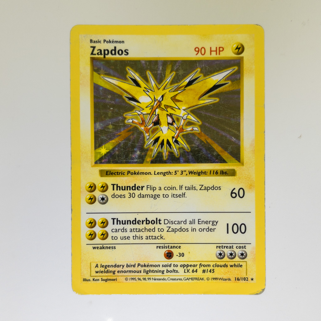 Pokemon Card - Base 16/102 - ZAPDOS (holo-foil) **Shadowless** *Non ...