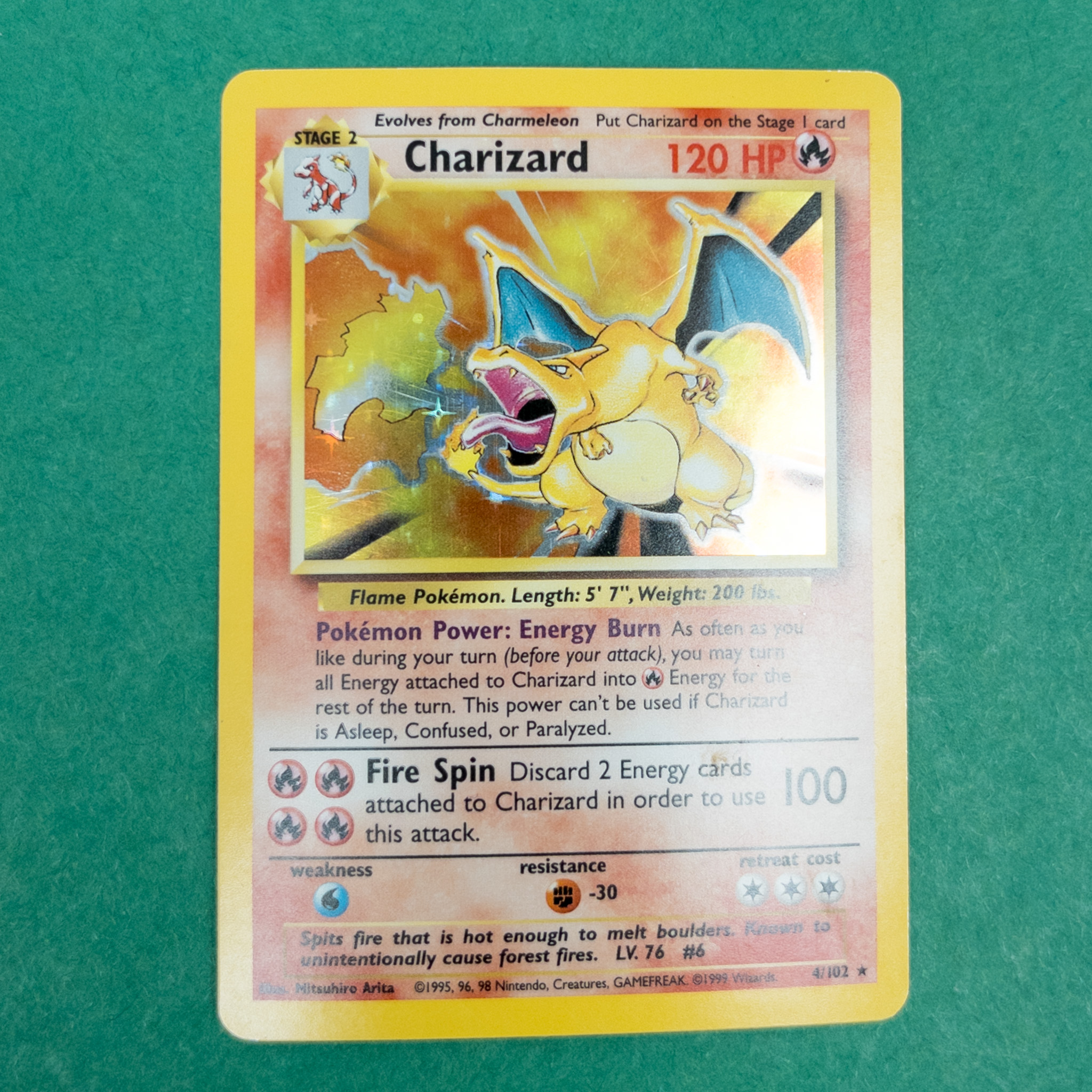 Pokemon Card - Base 4/102 - CHARIZARD (holo-foil) *NM - Played ...