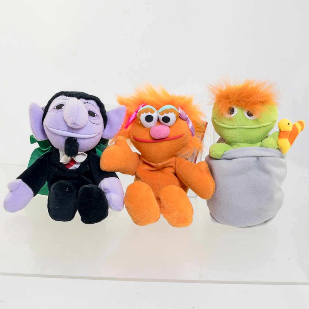 Sesame Street Plush - SET OF 3 (Oscar Count & Zoe) 1997 *NON-MINT ...