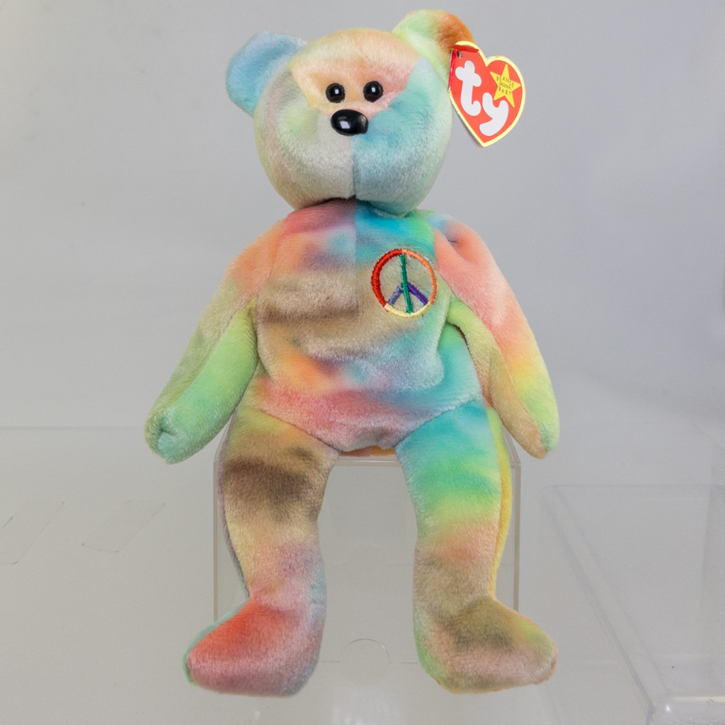 TY Beanie Baby - PEACE the Ty-Dyed Bear (Yellow/Blue) (8.5 inch) *MWCT ...