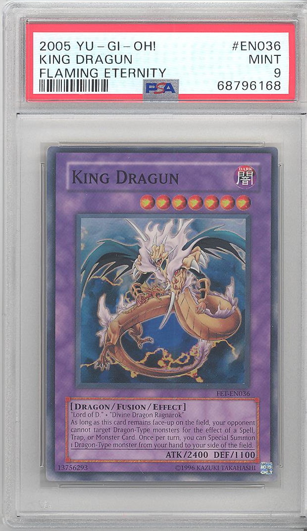 PSA 9 - Yu-Gi-Oh Card - FET-EN036 - KING DRAGUN (super rare holo) - MINT: BBToyStore.com - Toys ...