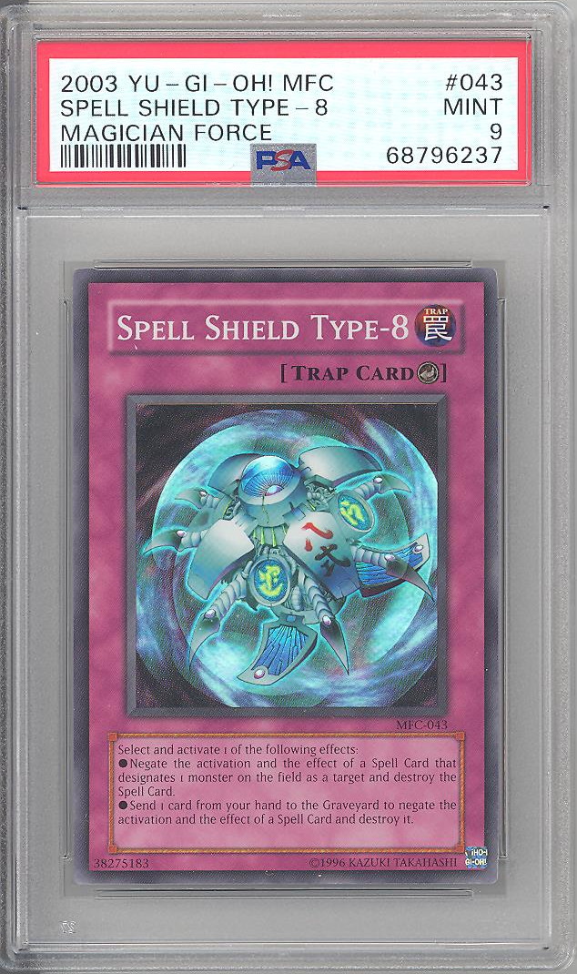 PSA 9 - Yu-Gi-Oh Card - MFC-043 - SPELL SHIELD TYPE-8 (super rare holo ...