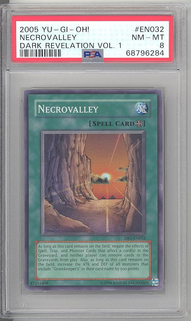 PSA 8 - Yu-Gi-Oh Card - DR1-EN032 - NECROVALLEY (super rare holo) - NM-MT: BBToyStore.com - Toys ...