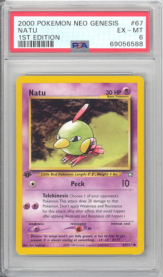 PSA 6 - Pokemon Card - Neo Genesis 67/111 - NATU (common) *1st Edition ...