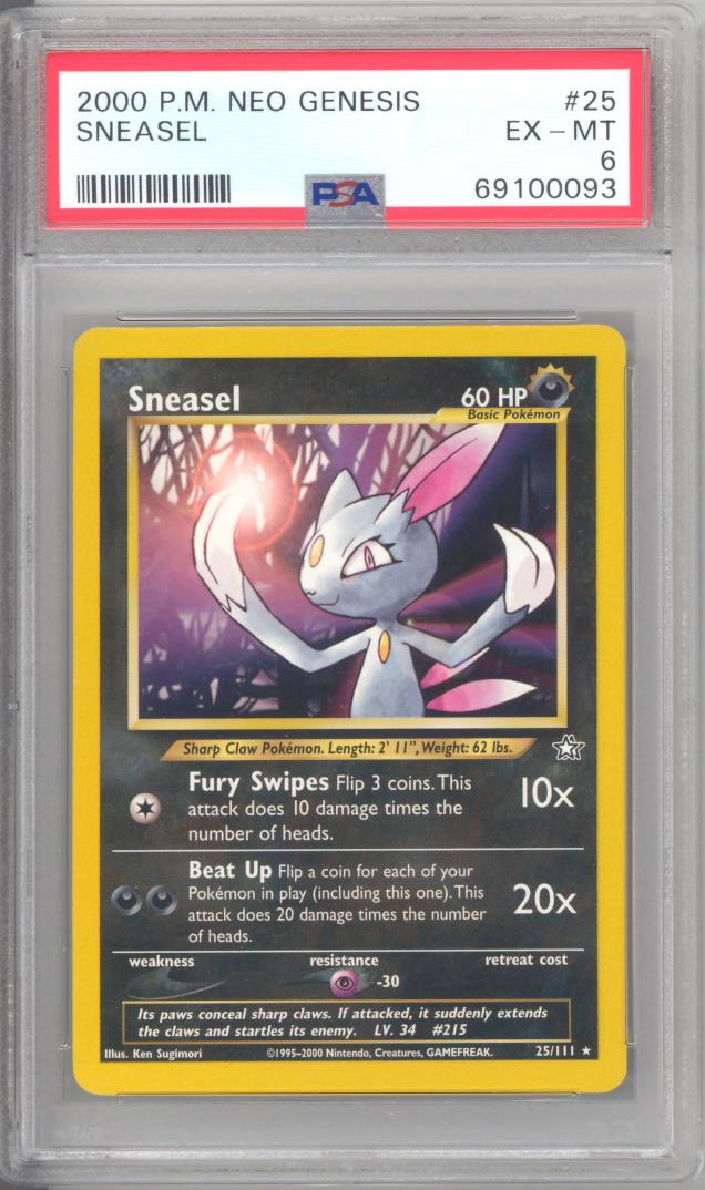PSA 6 - Pokemon Card - Neo Genesis 25/111 - SNEASEL (rare) - EX-MT: BBToyStore.com - Toys, Plush ...