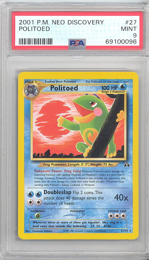 PSA 9 - Pokemon Card - Neo Discovery 27/75 - POLITOED (rare) - MINT ...