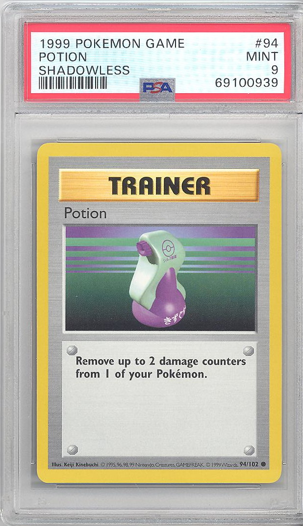 PSA 9 - Pokemon Card - Base 94/102 - POTION (common) *Shadowless ...
