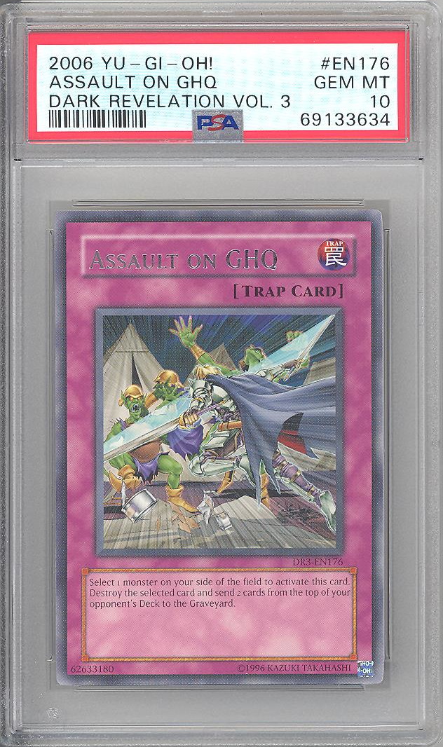 PSA 10 - Yu-Gi-Oh Card - DR3-EN176 - ASSAULT ON GHQ (rare) - GEM MINT ...