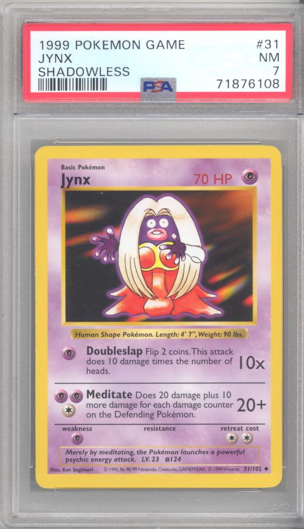 PSA 7 - Pokemon Card - Base 31/102 - JYNX (uncommon) *Shadowless* - NM ...