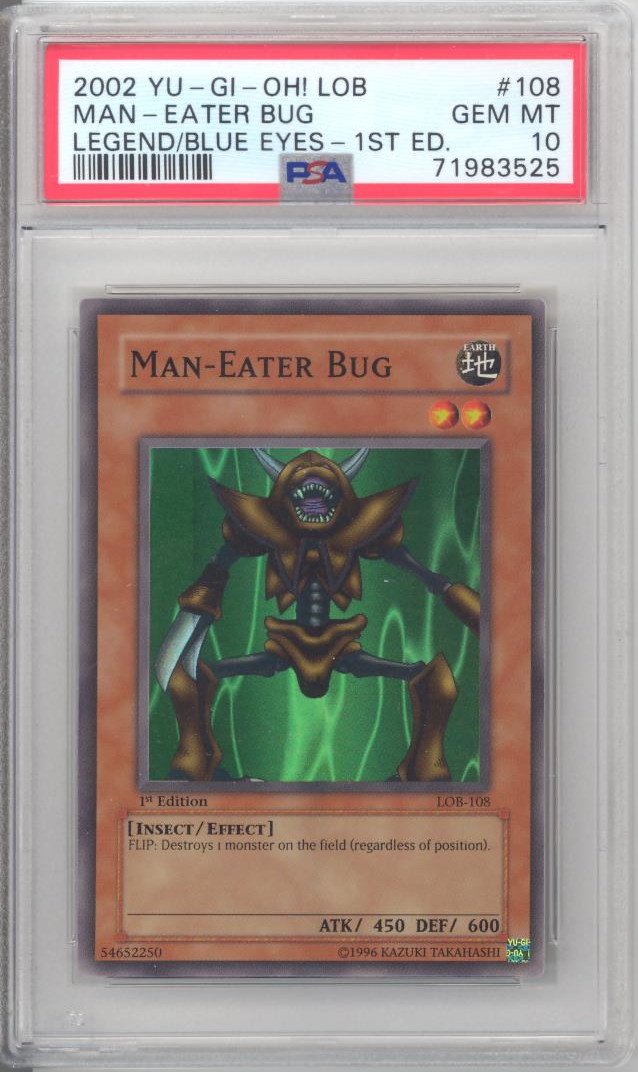 Psa 10 Yu Gi Oh Card Lob 108 Man Eater Bug Super Rare Holo 1st