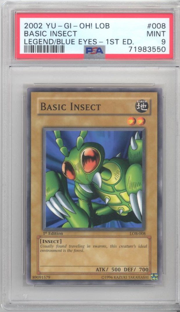PSA 9 - Yu-Gi-Oh Card - LOB-008 - BASIC INSECT (common) *1st Edition ...