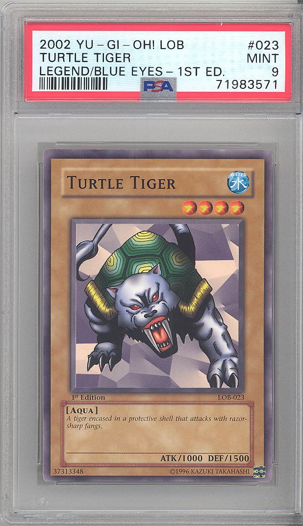 PSA 9 - Yu-Gi-Oh Card - LOB-023 - TURTLE TIGER (common) *1st Edition ...