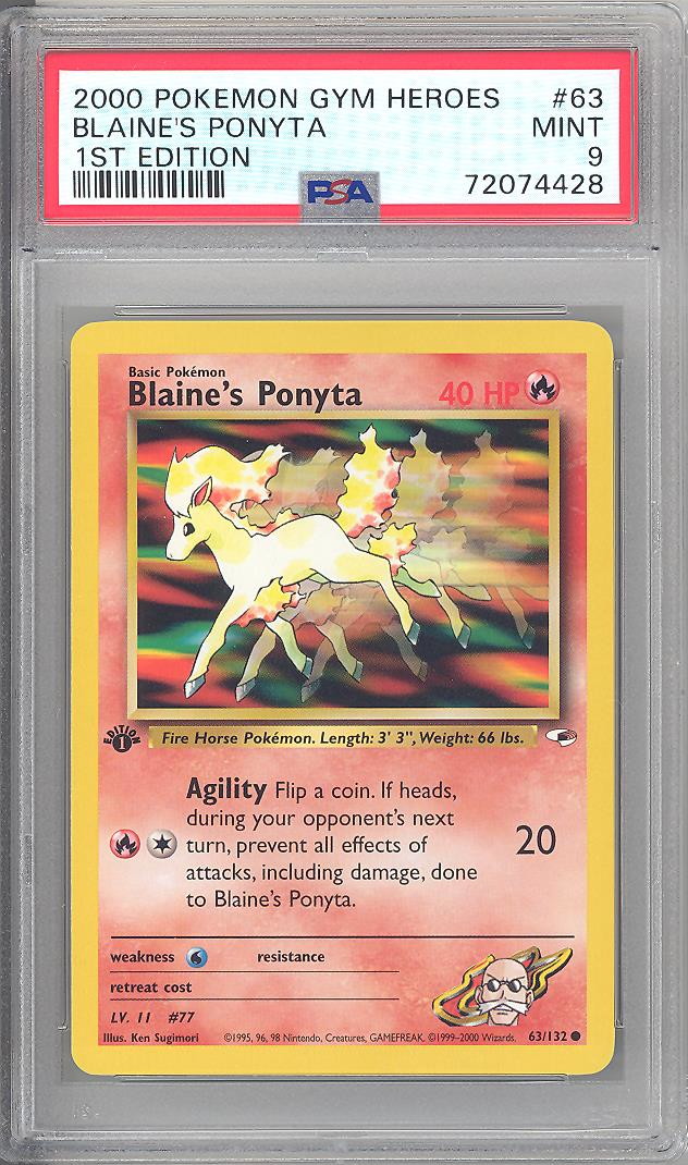 PSA 9 - Pokemon Card - Gym Heroes 63/132 - BLAINE'S PONYTA (common ...