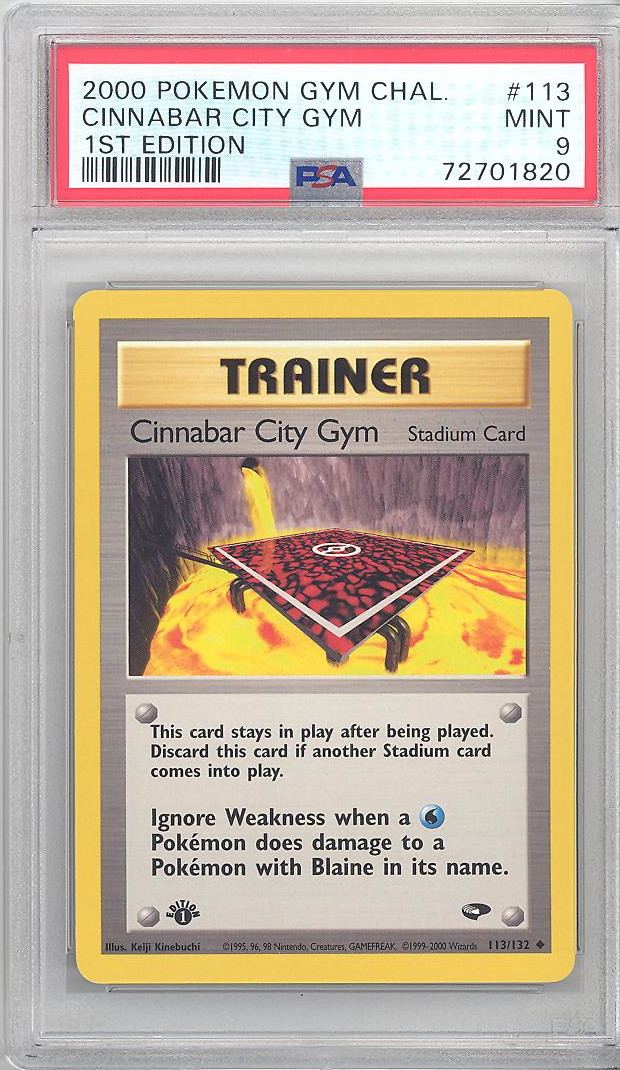 PSA 9 - Pokemon Card - Gym Challenge 113/132 - CINNABAR CITY GYM ...