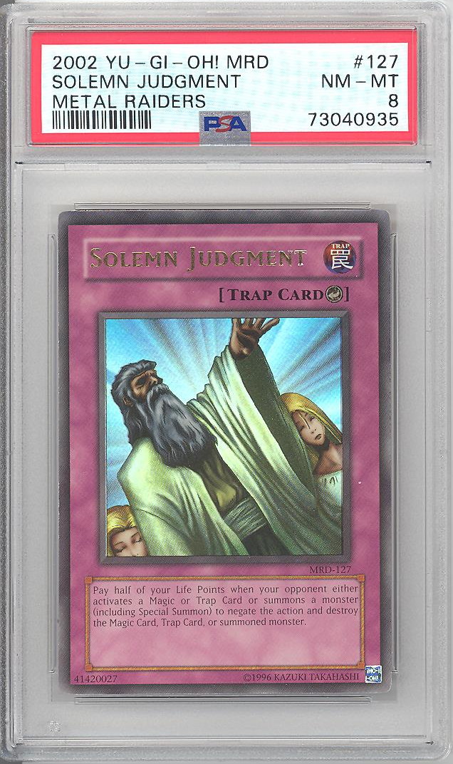 PSA 8 - Yu-Gi-Oh Card - MRD-127 - SOLEMN JUDGMENT (ultra rare holo ...