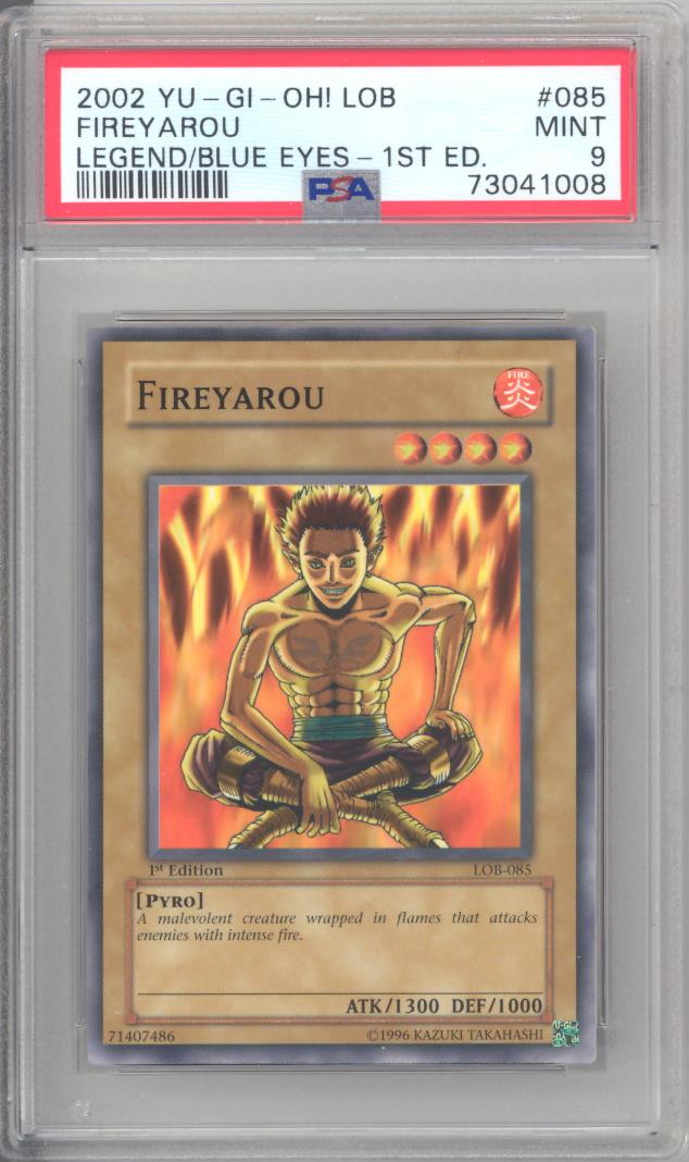 PSA 9 - Yu-Gi-Oh Card - LOB-085 - FIREYAROU (common) *1st Edition ...