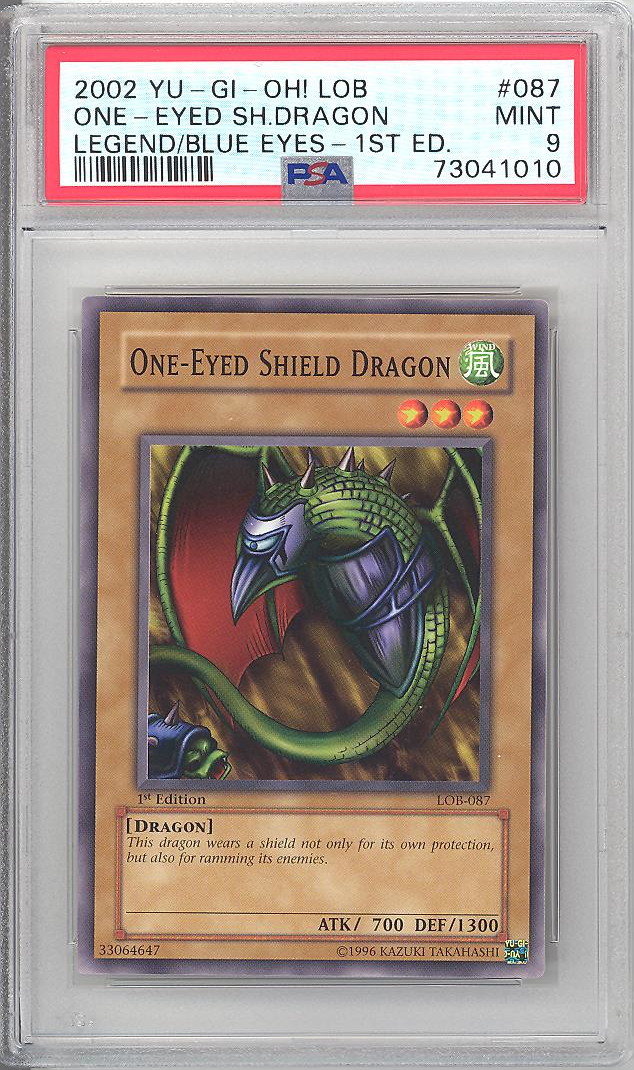 PSA 9 - Yu-Gi-Oh Card - LOB-087 - ONE-EYED SHIELD DRAGON (common) *1st ...
