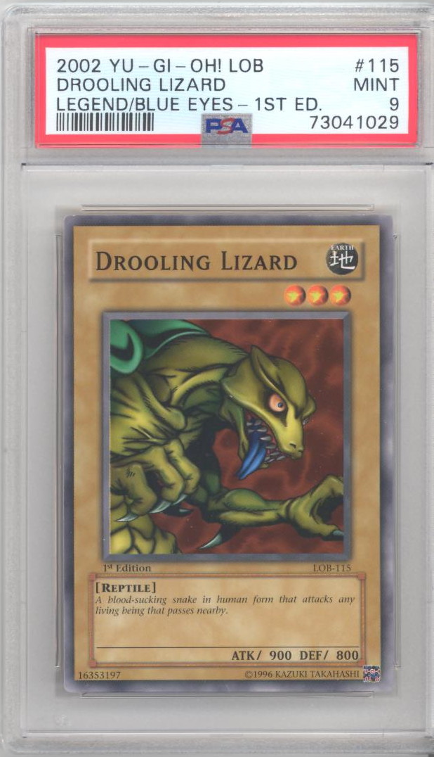 PSA 9 - Yu-Gi-Oh Card - LOB-115 - DROOLING LIZARD (common) *1st Edition ...