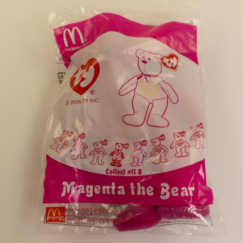 TY McDonald's Teenie Beanie - MAGENTA the Bear (2006 - Signapore ...