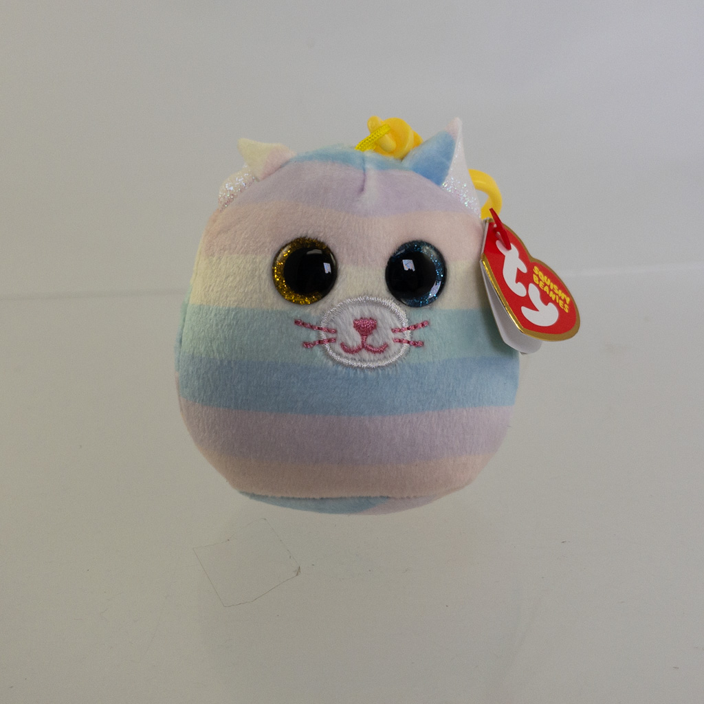 TY Mini Beanie Squishies - HEATHER the Cat (Key Clip) (w/ Giselle tush ...