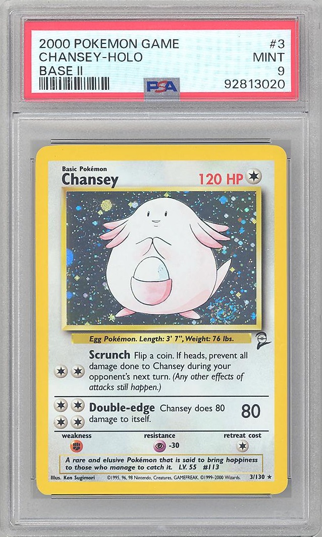 PSA 9 - Pokemon Card - Base 2 Set 3/130 - CHANSEY (holo-foil) - MINT ...