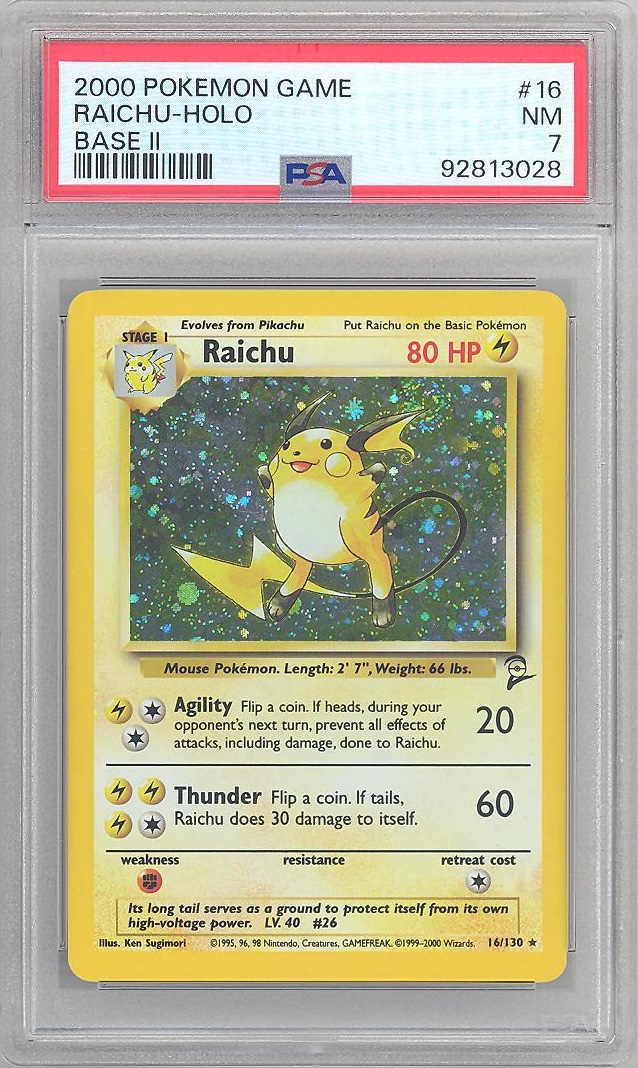 PSA 7 - Pokemon Card - Base 2 Set 16/130 - RAICHU (holo-foil) - NM ...