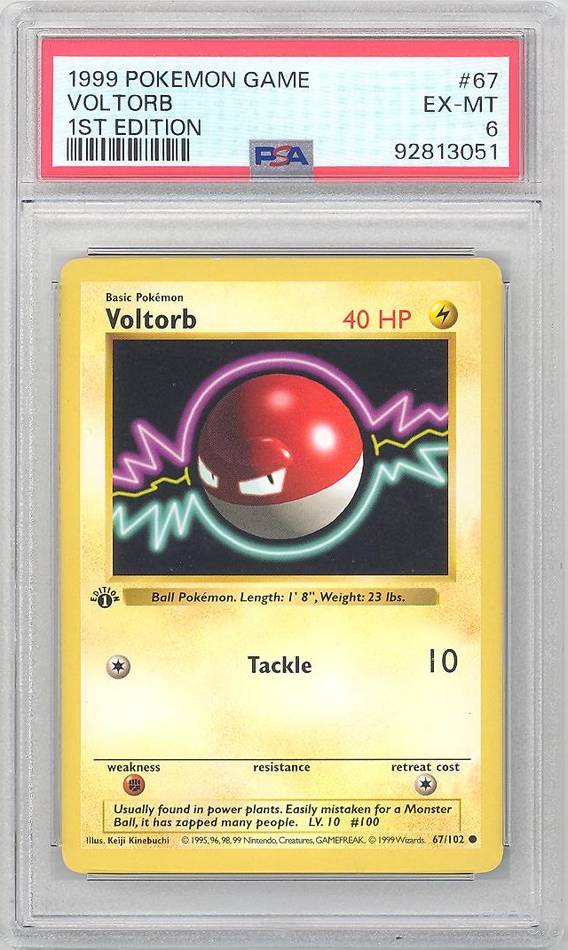 PSA 6 - Pokemon Card - Base 67/102 - VOLTORB (common) *1st Edition ...