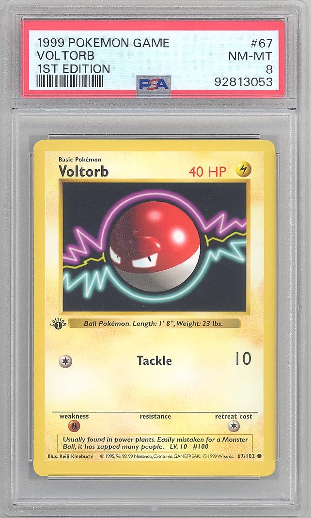 PSA 8 - Pokemon Card - Base 67/102 - VOLTORB (common) *1st Edition ...