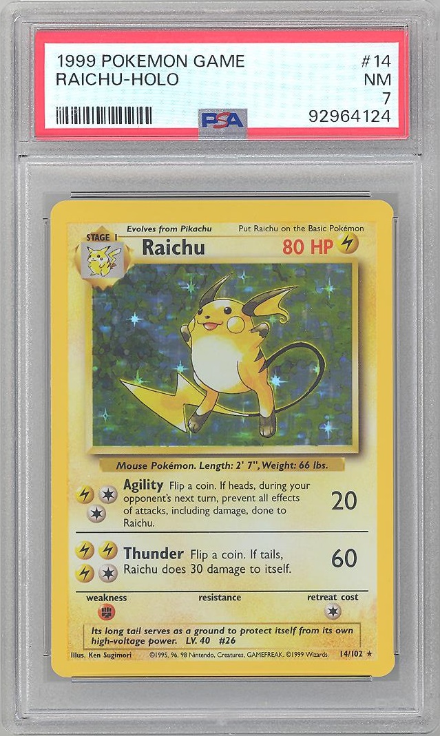 PSA 7 - Pokemon Card - Base 14/102 - RAICHU (holo-foil) - NM ...