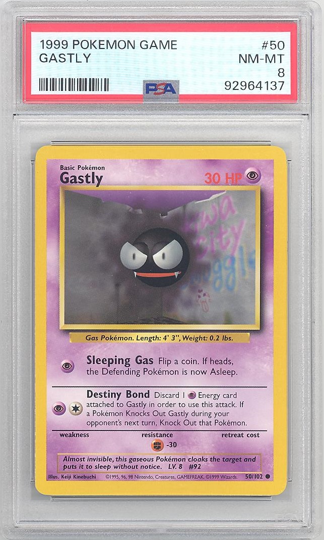 PSA 8 - Pokemon Card - Base 50/102 - GASTLY (common) - NM-MT ...