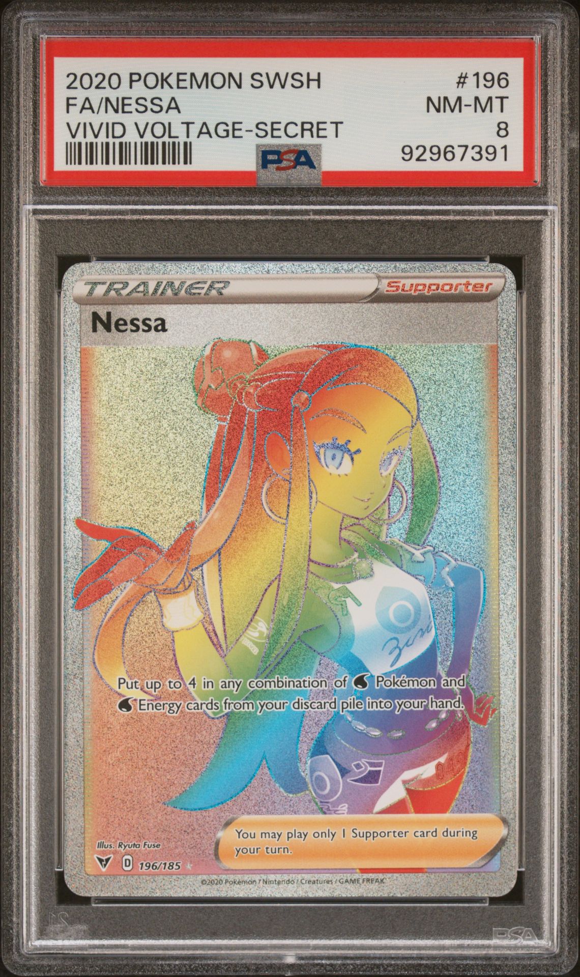 PSA 8 - Pokemon Card - S&S: Vivid Voltage 196/185 - NESSA (Full Art) (secret rare holo) - NM-MT ...